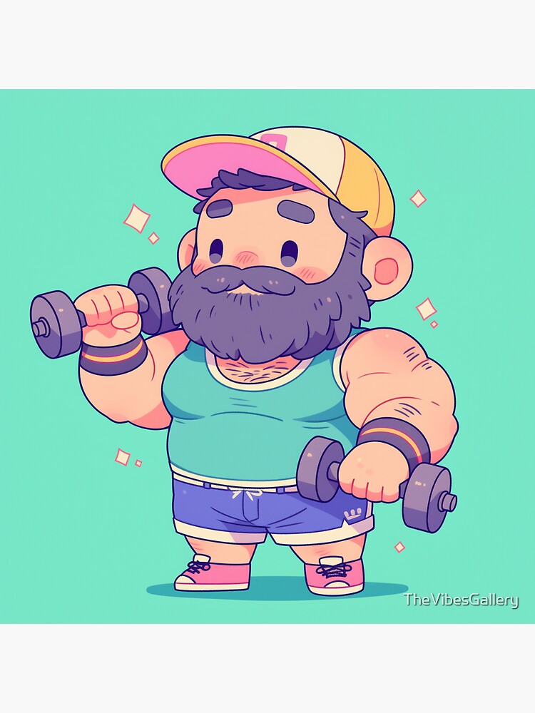 "Cute chibi muscle bear 2." Sticker for Sale by TheVibesGallery | Redbubble