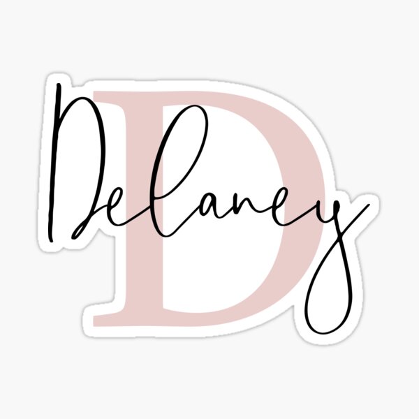 "Delaney - Custom name on black cursive font " Sticker for Sale by To ...