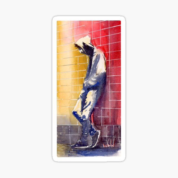 "Waiting at the Bus Stop" Sticker for Sale by Brett Winn Art | Redbubble