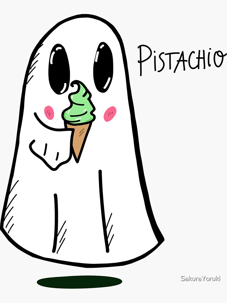 "Little ghost and pistachio ice cream – summer vibes 2024" Sticker by ...