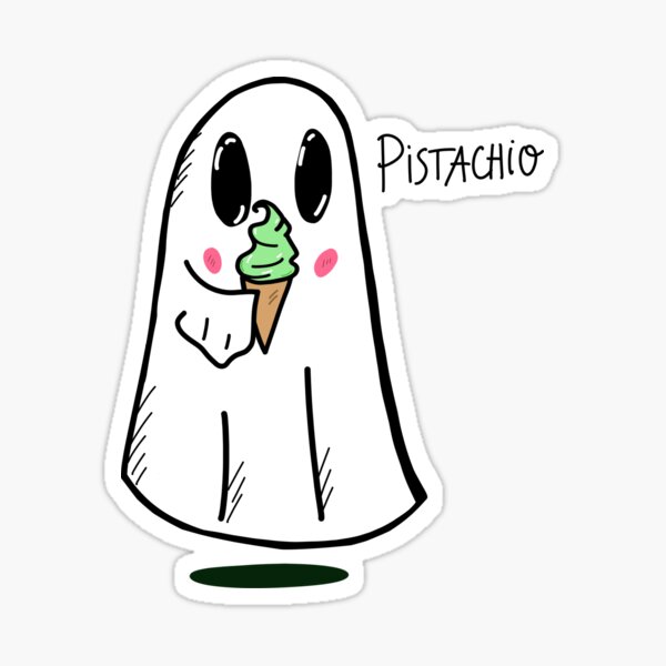 "Little ghost and pistachio ice cream – summer vibes 2024" Sticker by ...