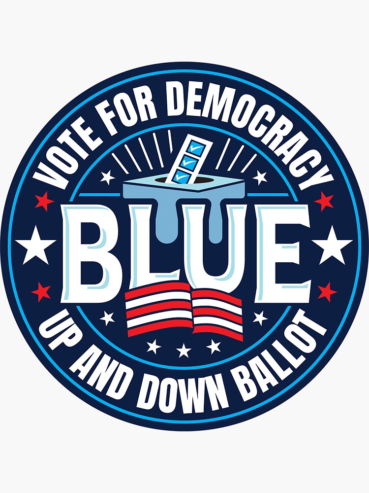 "Vote Blue for Democracy 2024" Sticker for Sale by DesignBy33 | Redbubble