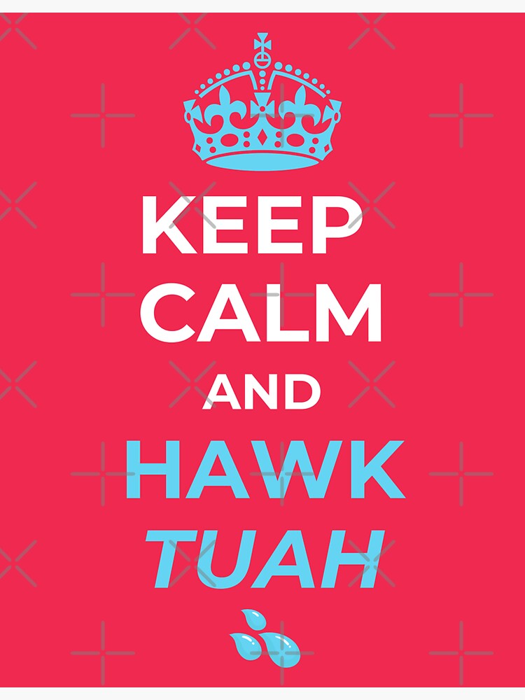 "keep calm and hawk tuah meme huck tuah" Sticker for Sale by Alyn8 ...