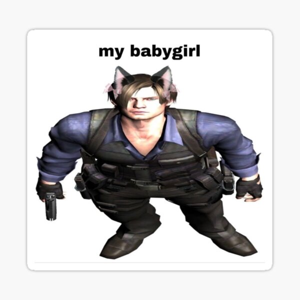 "RE6 Leon S Kennedy Baby Girl Cat Man " Sticker for Sale by Neesu ...