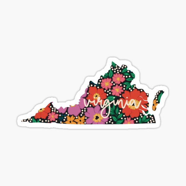 "floral virginia state" Sticker for Sale by weirdlyaccurate | Redbubble