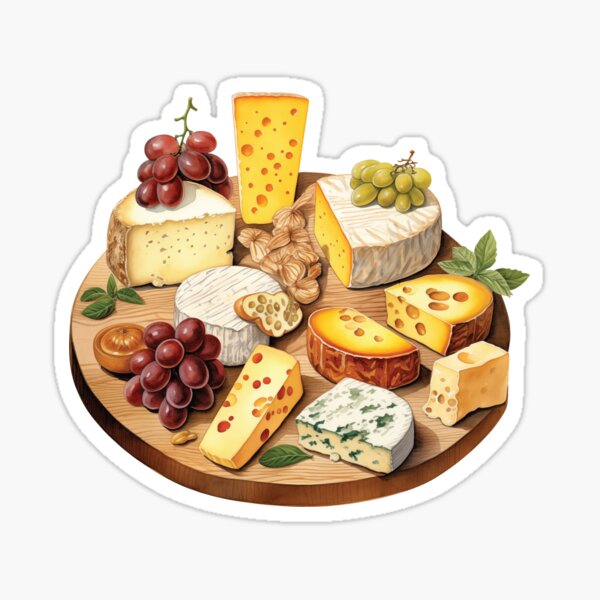 "Round Platter With Assorted Cheeses And Fruits" Sticker for Sale by ...