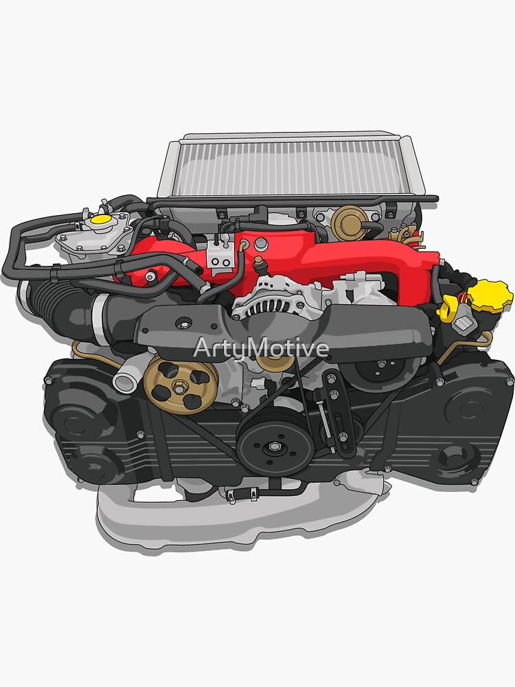 "EJ20 Engine sticker" Sticker by ArtyMotive | Redbubble