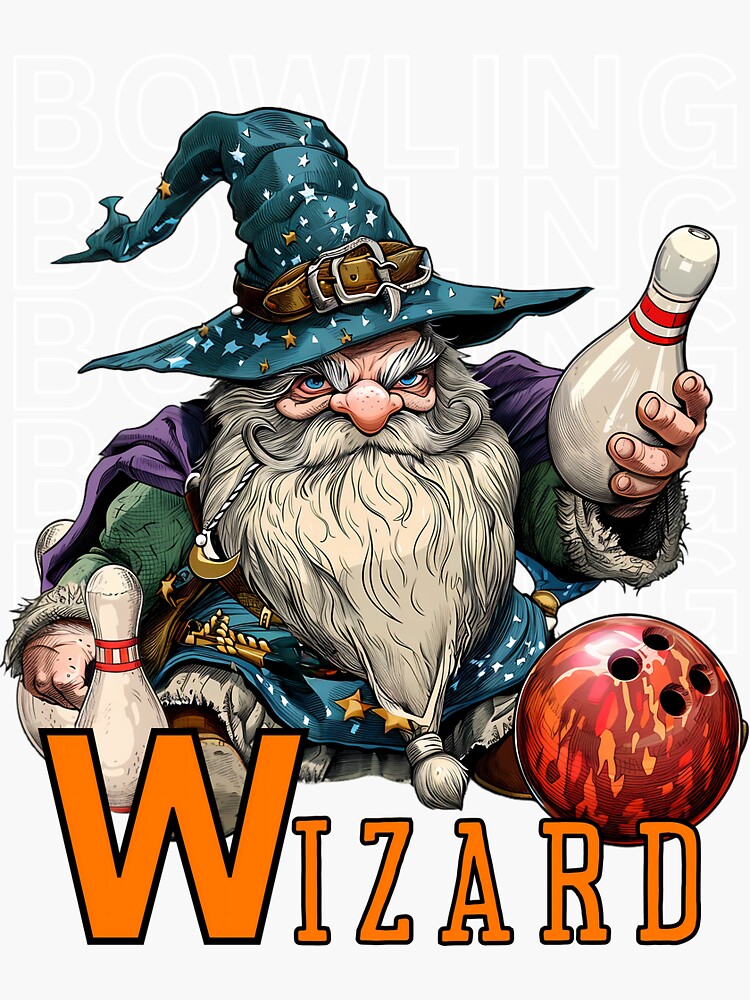 "Wizard Bowling Cartoon for Bowling Enthusiasts, Fun Graphic " Sticker ...