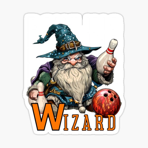 "Wizard Bowling Cartoon for Bowling Enthusiasts, Fun Graphic " Sticker ...