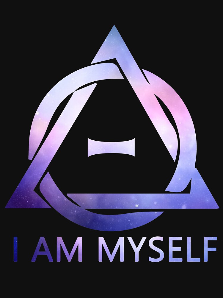 "Theta-Delta Therian Symbol Therianthropy GALAXY "I AM MYSELF"" T-shirt ...