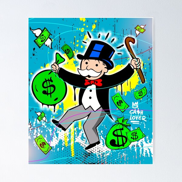 "Dance of Wealth - Monopoly Man in Money Rain" Poster for Sale by ...