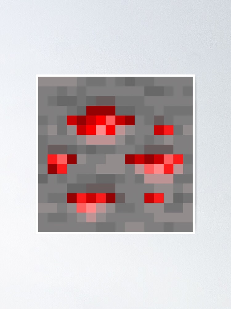 "Redstone Ore Minecraft Block Icon" Poster for Sale by Kubala Designs ...