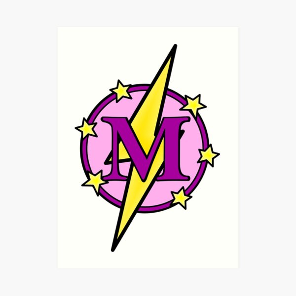 "Cute Superhero Girl Super Letter M - Pink and Purple" Art Print by ...