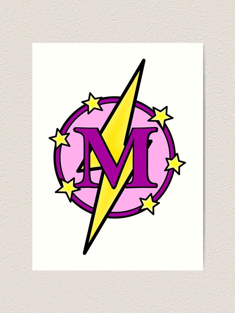 "Cute Superhero Girl Super Letter M - Pink and Purple" Art Print by ...