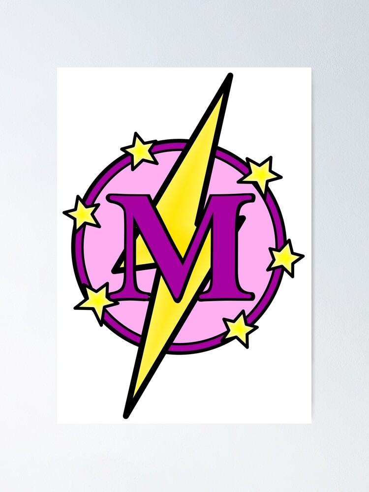 "Cute Superhero Girl Super Letter M - Pink and Purple" Poster by ...