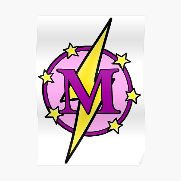 "Cute Superhero Girl Super Letter M - Pink and Purple" Poster by ...