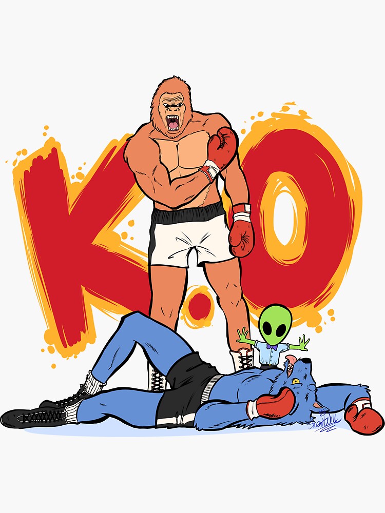 "Bigfoot vs Dogman Funny Boxing Match" Sticker for Sale by SilentWill94 ...