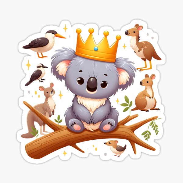 "Koala king crown" Sticker for Sale by ManikRaja | Redbubble