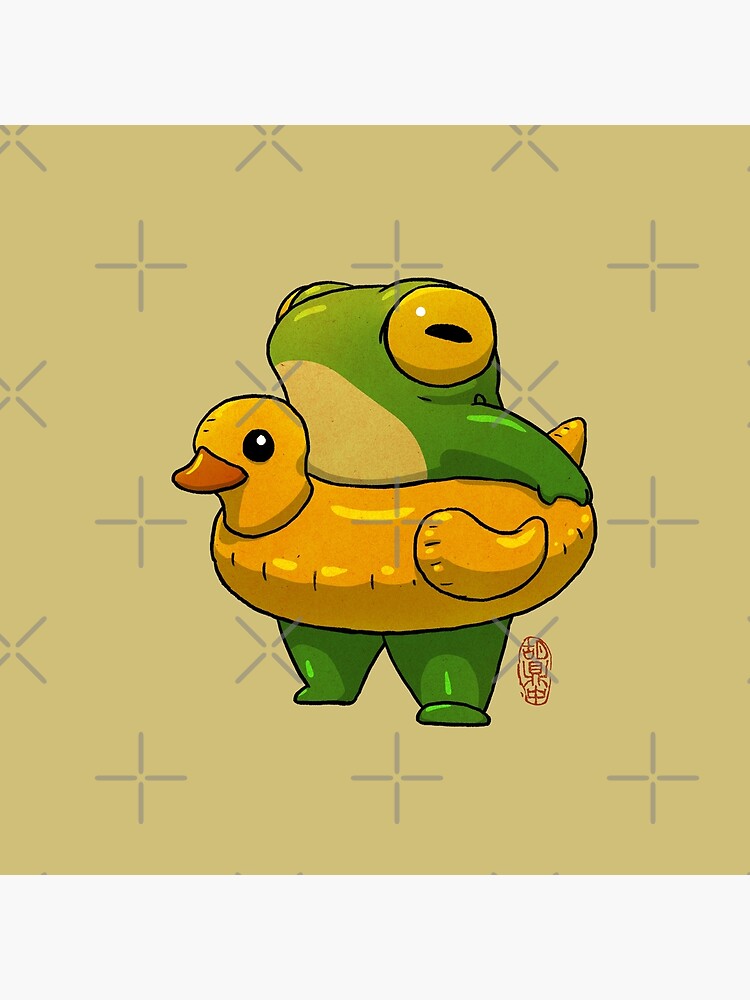 "cute summer time ducky frog swimming pool floatie artwork asian style ...