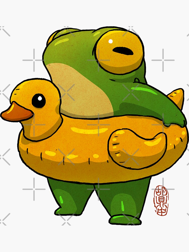 "cute summer time ducky frog swimming pool floatie artwork asian style ...