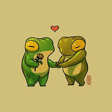 "lovey cute shy romantic frogs artwork asian style" Sticker for Sale by ...