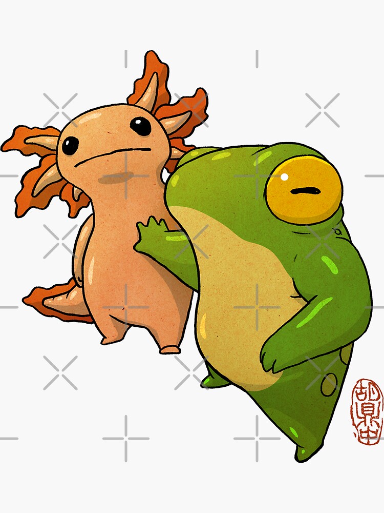 "let him cook frog axolotl cute artwork asian style" Sticker for Sale ...