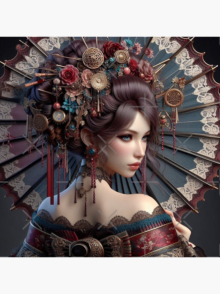 "Victorian Geisha Goth" Sticker for Sale by MonFleurEyes | Redbubble