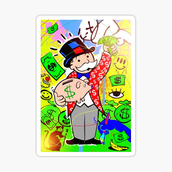 "Monopoly Man Collecting Cash" Sticker for Sale by DonVivaldo | Redbubble