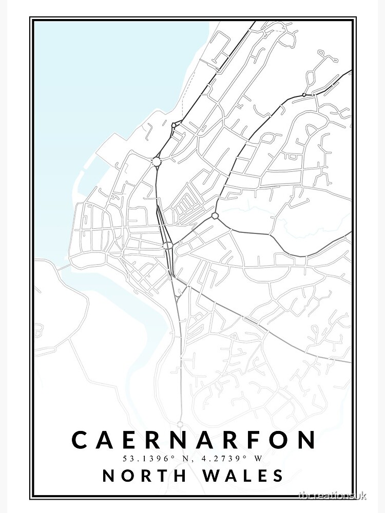 "Caernarfon North Wales Street Map Cartography Decor" Art Board Print ...