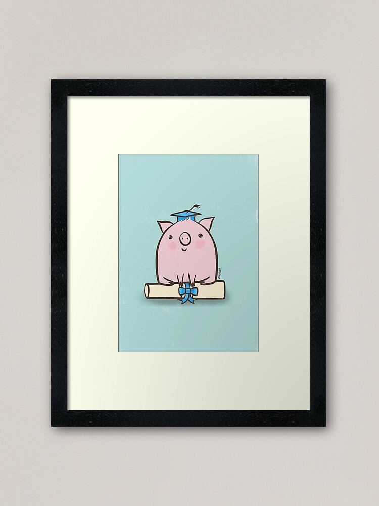 "Clever Pig Graduation " Framed Art Print for Sale by zoel | Redbubble