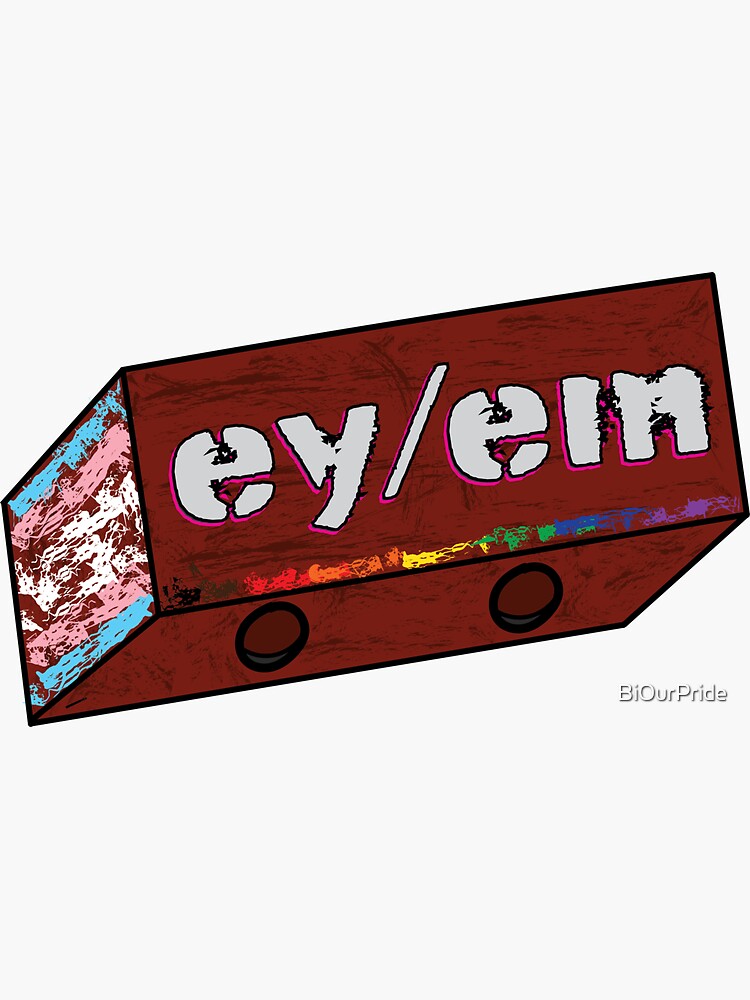 "Ey/Em Pronoun Pride Brick" Sticker for Sale by BiOurPride | Redbubble