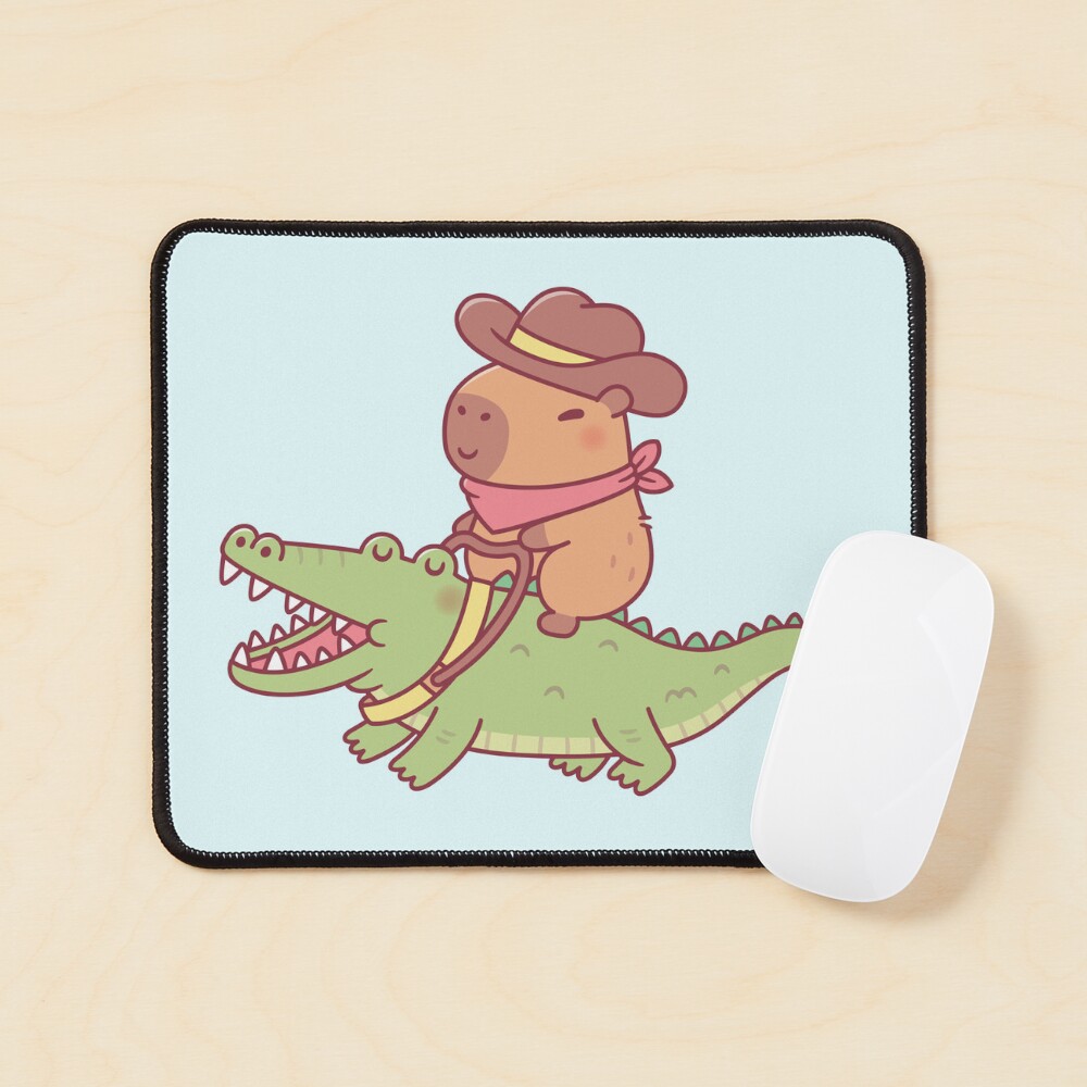 "Cute Capybara Cowboy Riding A Crocodile Funny" Sticker for Sale by ...