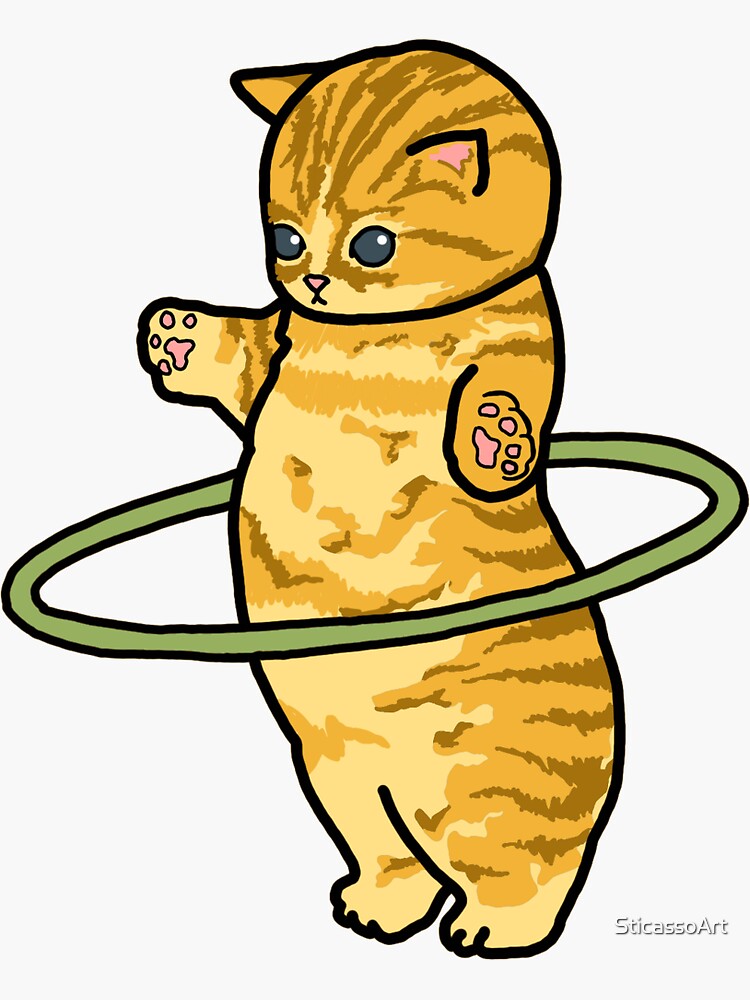 "Hula Hooping Kitten Orange Variant" Sticker for Sale by SticassoArt ...