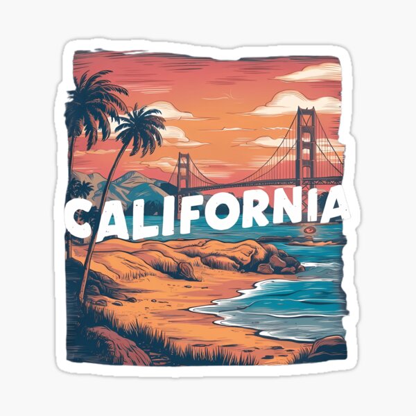 "CALIFORNIA GOLDEN GATE BRIDGE BAY AREA" Sticker for Sale by Doherty ...