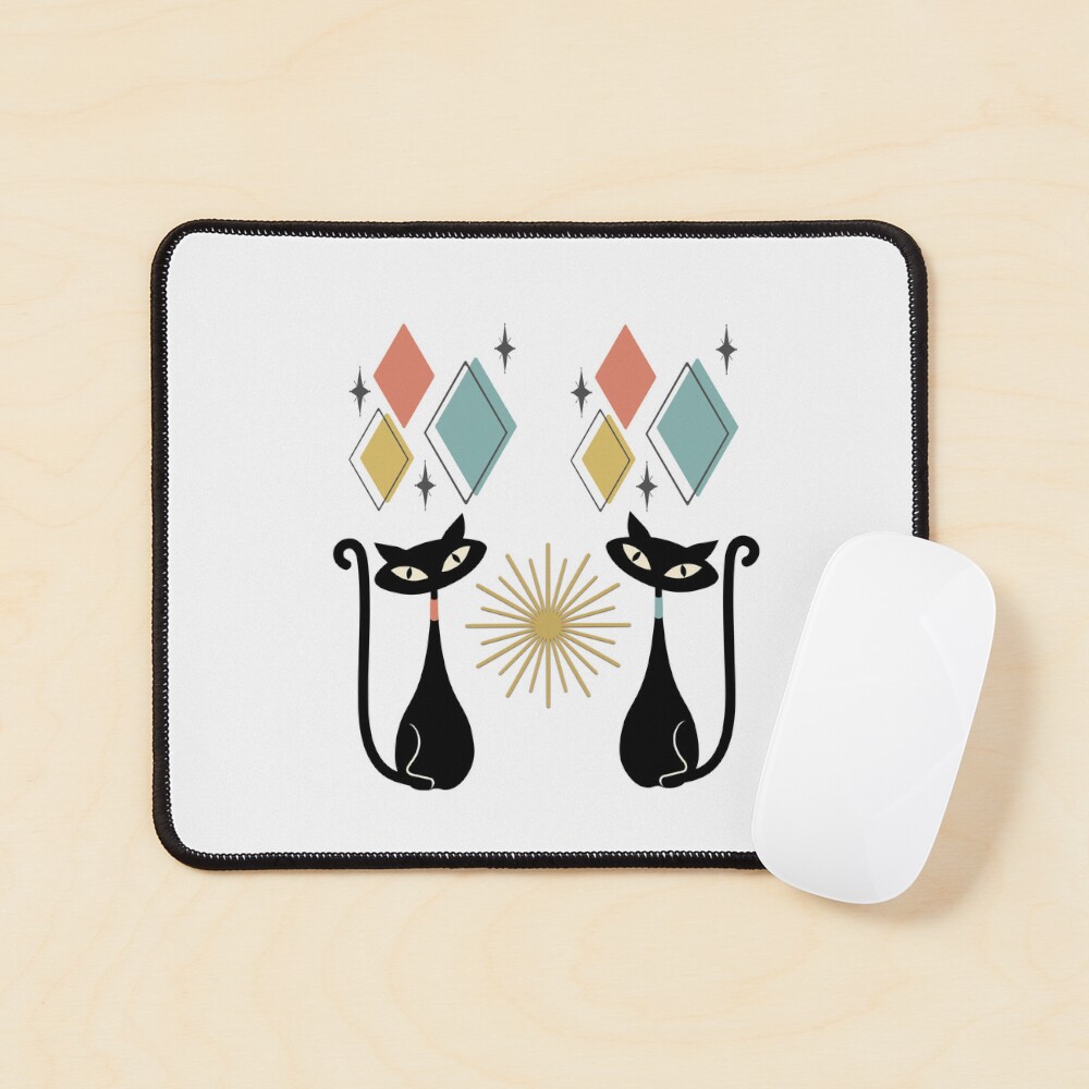 "Siamese Atomic Cats with starburst and MCM pattern" Sticker for Sale ...