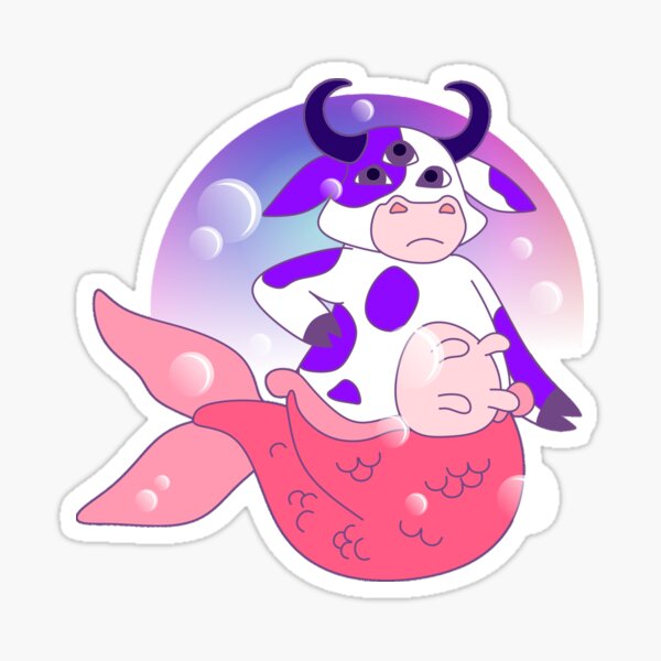 "mermaid cow " Sticker for Sale by gossiprag | Redbubble