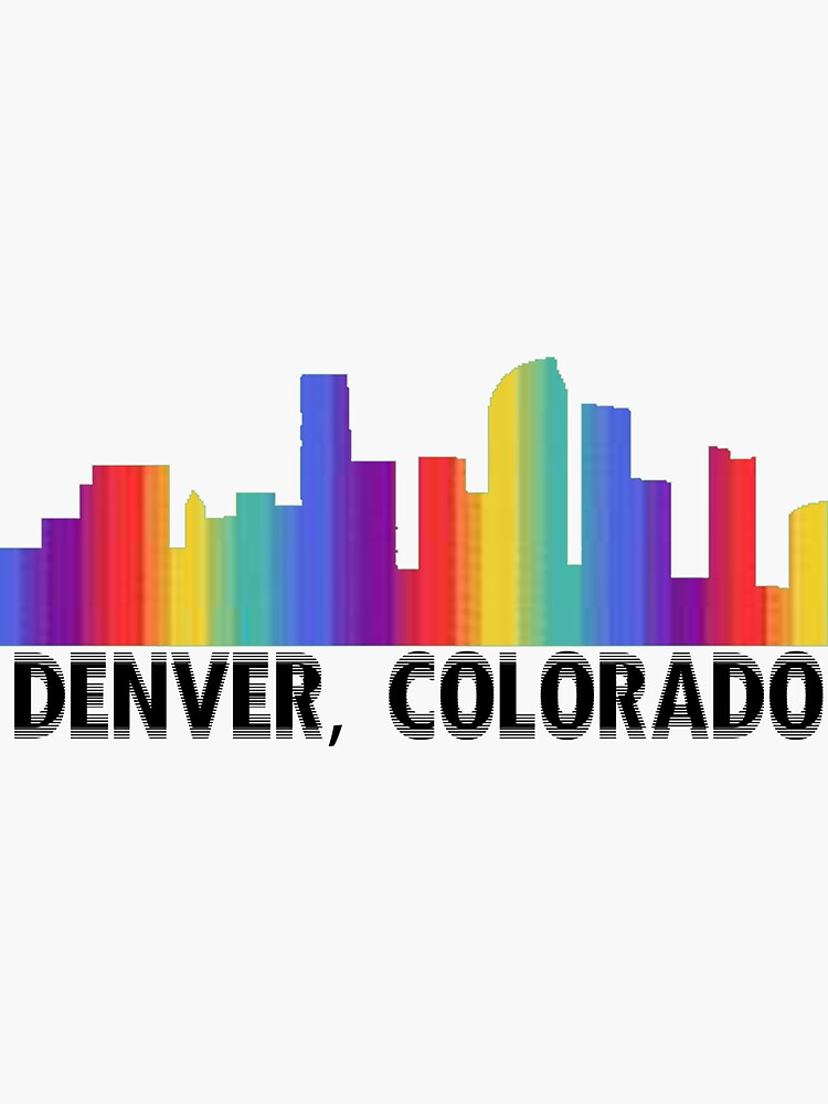 "Denver Colorado Rainbow Skyline" Sticker by megandjack | Redbubble