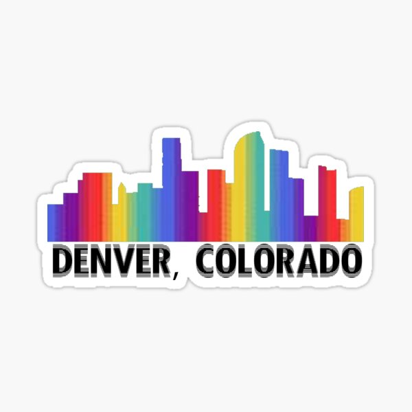 "Denver Colorado Rainbow Skyline" Sticker by megandjack | Redbubble