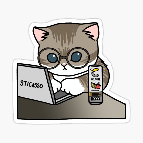 "Academic Cat" Sticker for Sale by SticassoArt | Redbubble