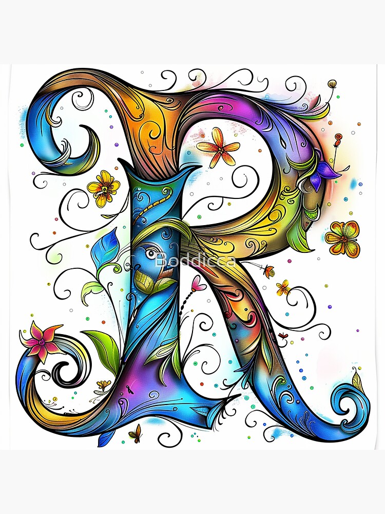 "Whimsical Monogram Letter R" Sticker for Sale by Boddicca | Redbubble
