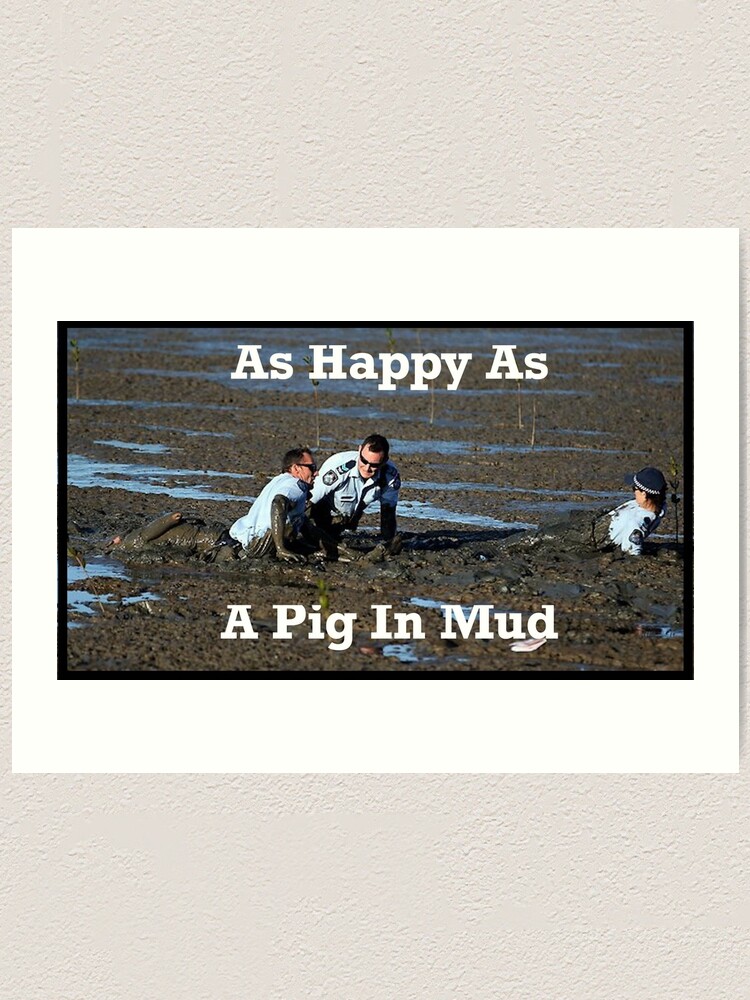 "As Happy As A Pig In Mud" Art Print by Jimmystuff | Redbubble
