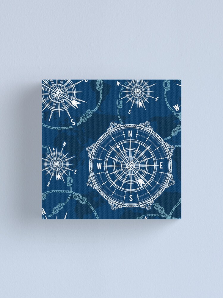 "Navy Blue Nautical Compass" Canvas Print by newburyboutique | Redbubble