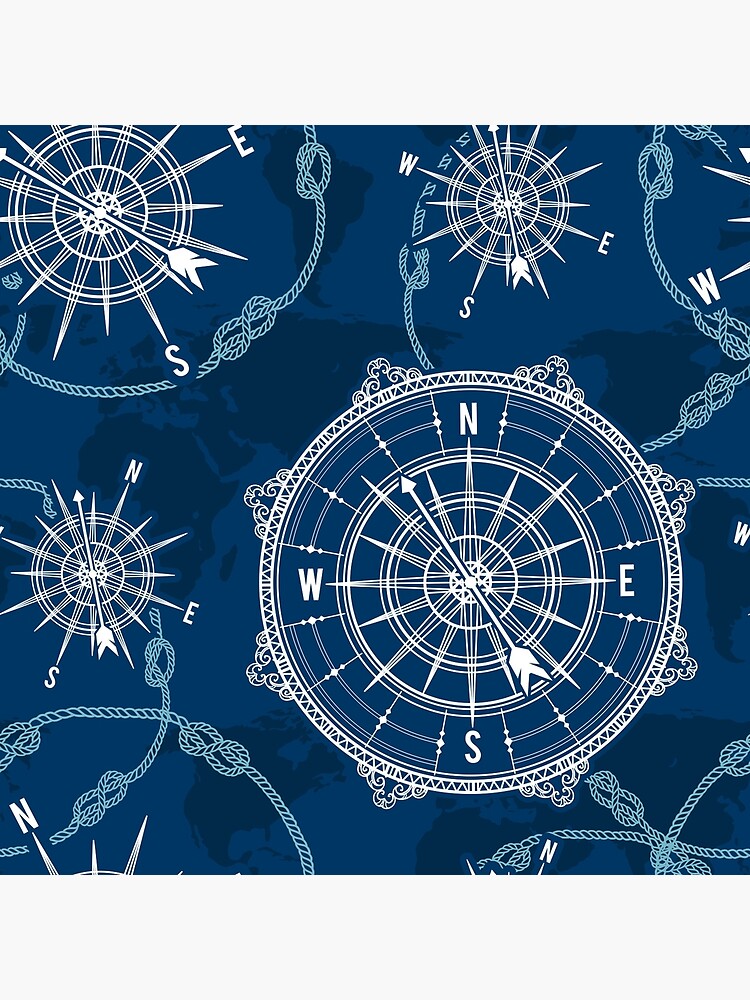 "Navy Blue Nautical Compass" Canvas Print by newburyboutique | Redbubble