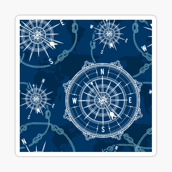 "Navy Blue Nautical Compass" Sticker by newburyboutique | Redbubble