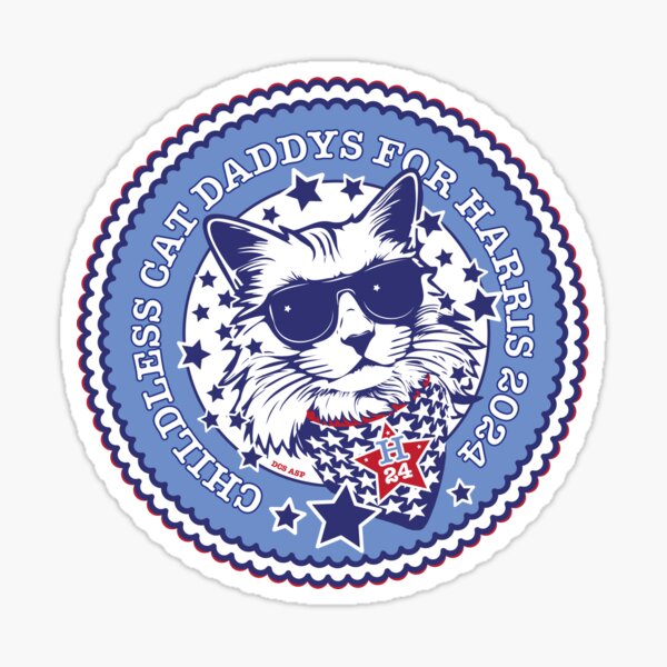 "CHILDLESS CAT DADDYS - Cool Cat Daddies For Kamala Harris" Sticker for ...