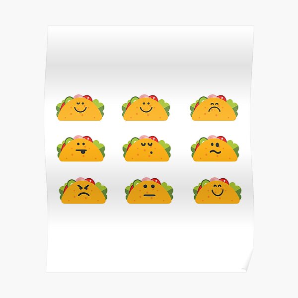 "Funny Tacos Emojis Mexican Food Taco Lover Foodie Tee" Poster for Sale ...