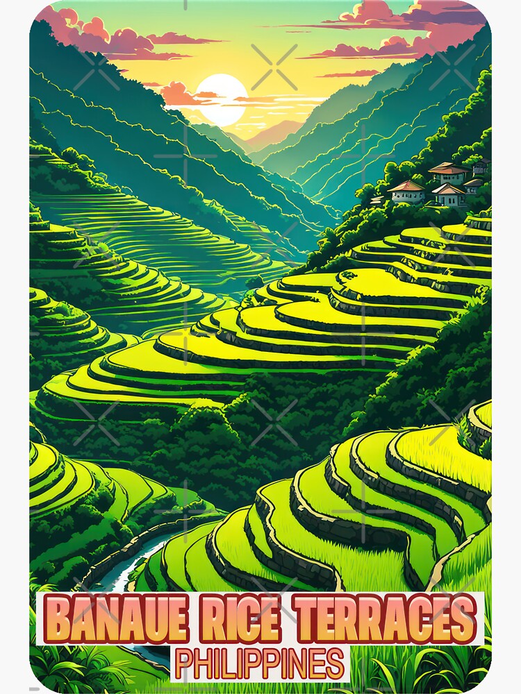 "Banaue Rice Terraces - Philippines" Sticker for Sale by WhereTheFunIs ...