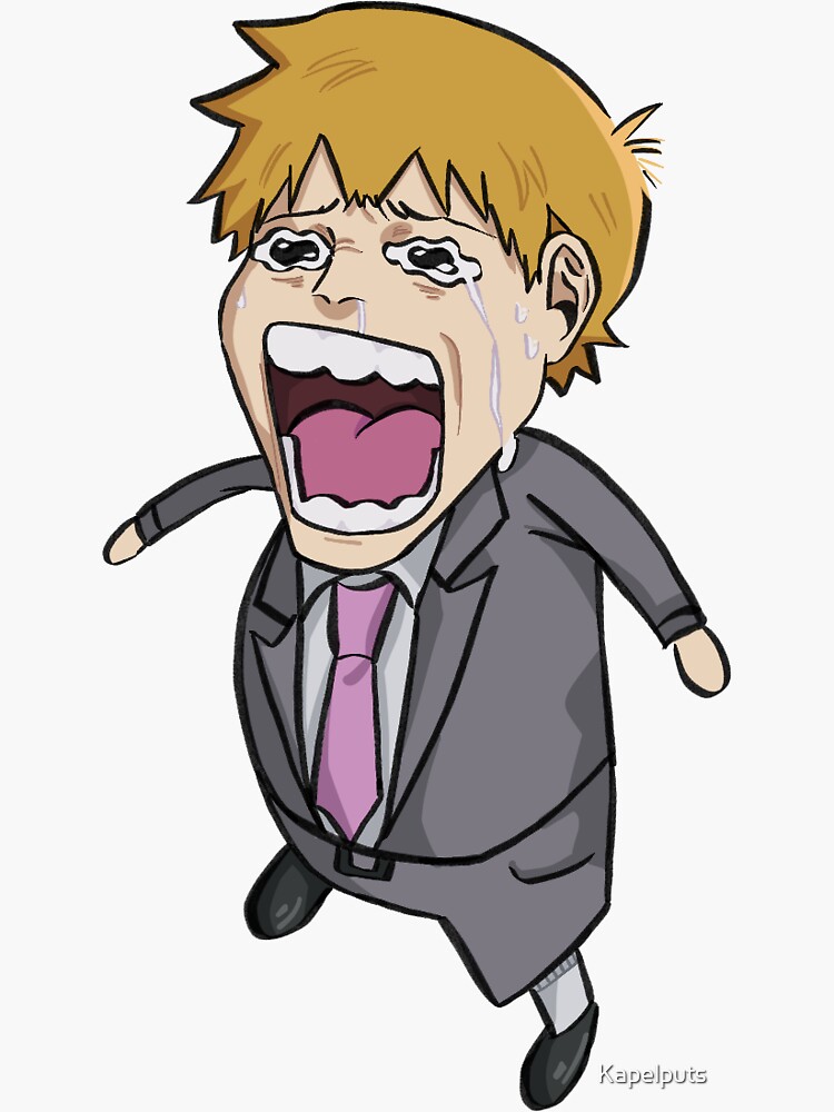 "Crying reigen " Sticker for Sale by Kapelputs | Redbubble