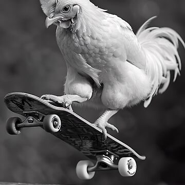"Chicken Skateboarding, Funny Vintage Animal Photo" Art Print for Sale ...