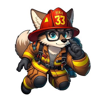 "Heroic Firefighter Fox" Sticker for Sale by Kwanbaba21 | Redbubble